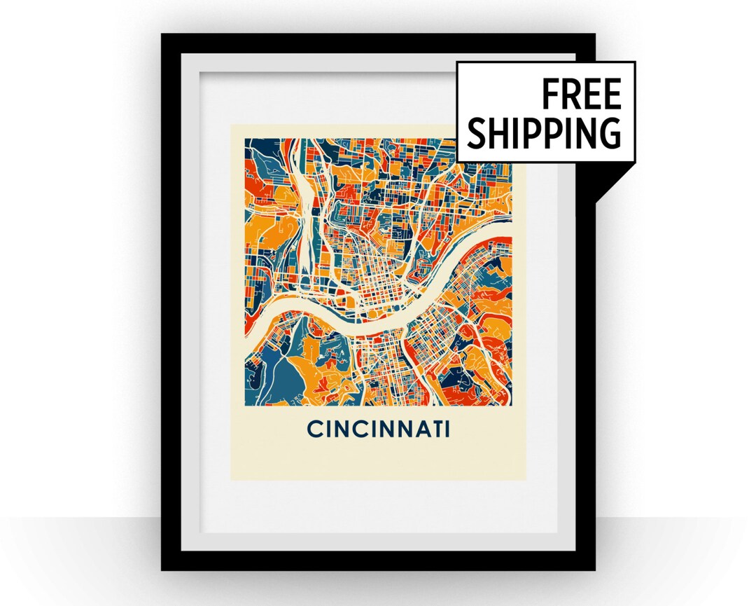 Cincinnati Map Print - Full Color Map Poster - Etsy