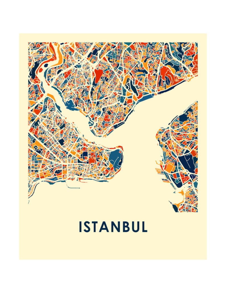 Istanbul Map Print Full Color Map Poster - Etsy