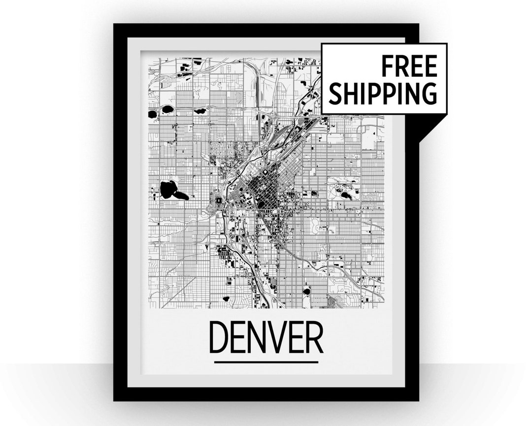 Denver Map Poster - Usa Map Print - Art Deco Series - Etsy