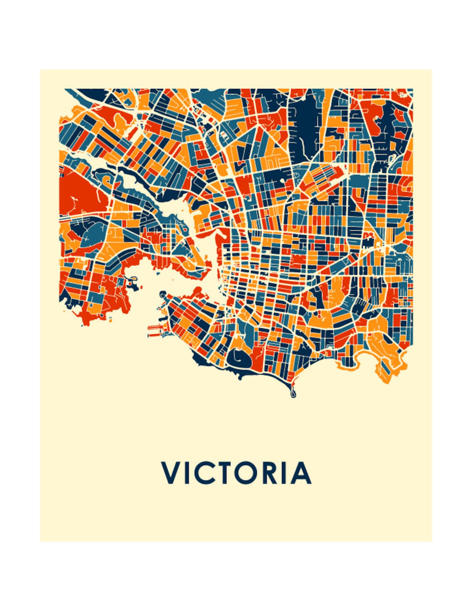 Victoria Map Print Full Color Map Poster | Etsy