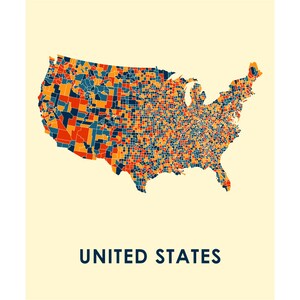 United States Map Print - Full Color Map Poster - Etsy