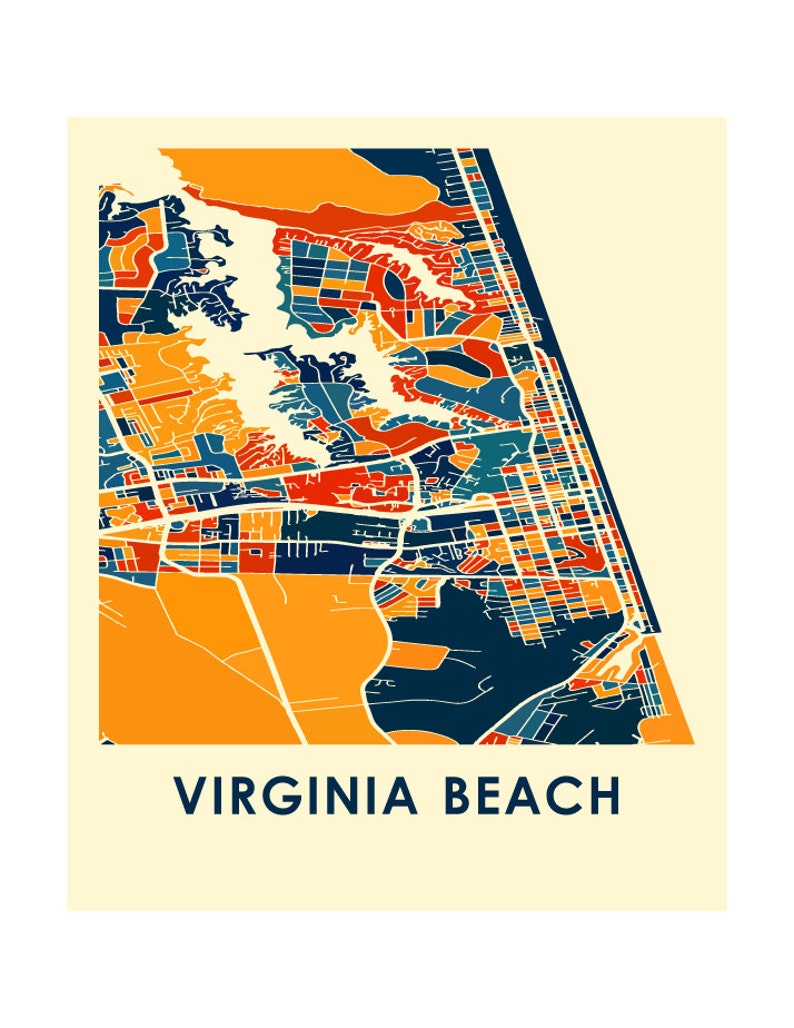 Virginia Beach Map Print Full Color Map Poster - Etsy