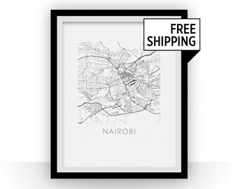 Nairobi Map Print Full Color Map Poster | Etsy