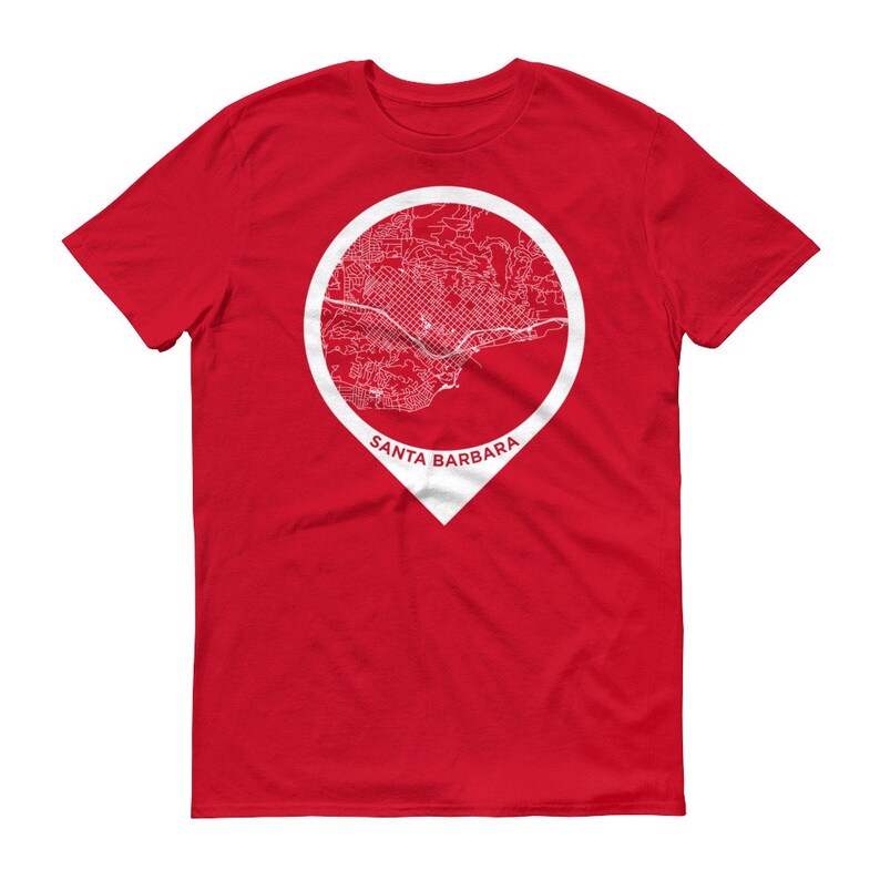 Santa Barbara Map T-shirt California Map T-shirt Santa | Etsy