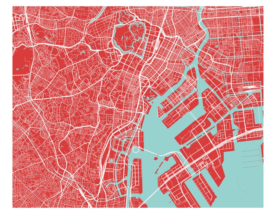 Tokyo Map Print Choose your color | Etsy