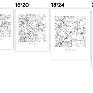 Lahore Map Black and White Print - Pakistan Black and White Map Print ...