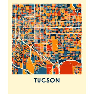 Tucson Map Print - Full Color Map Poster - Etsy