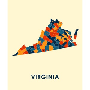 Virginia Map Print - Full Color Map Poster - Etsy