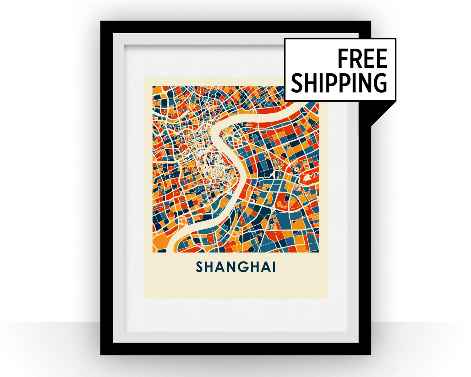 Shanghai Map Print Full Color Map Poster | Etsy
