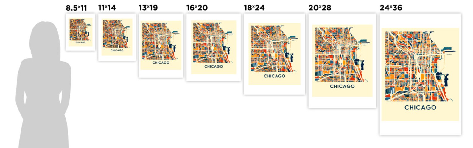 Chicago Map Print - Full Color Map Poster - Etsy