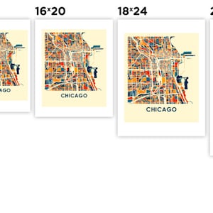 Chicago Map Print - Full Color Map Poster - Etsy
