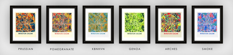 Winston-Salem Map Print Full Color Map Poster | Etsy