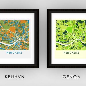 Newcastle Map Print - Full Color Map Poster - Etsy