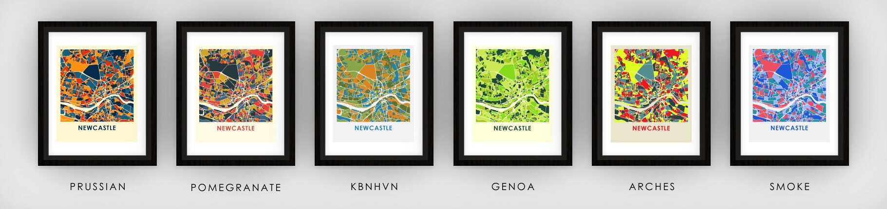 Newcastle Map Print Full Color Map Poster - Etsy