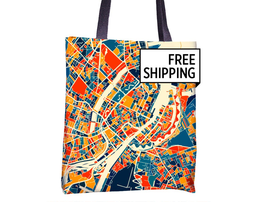 Copenhagen Map Tote Bag Kobenhavn Map Tote Bag 15x15 | Etsy