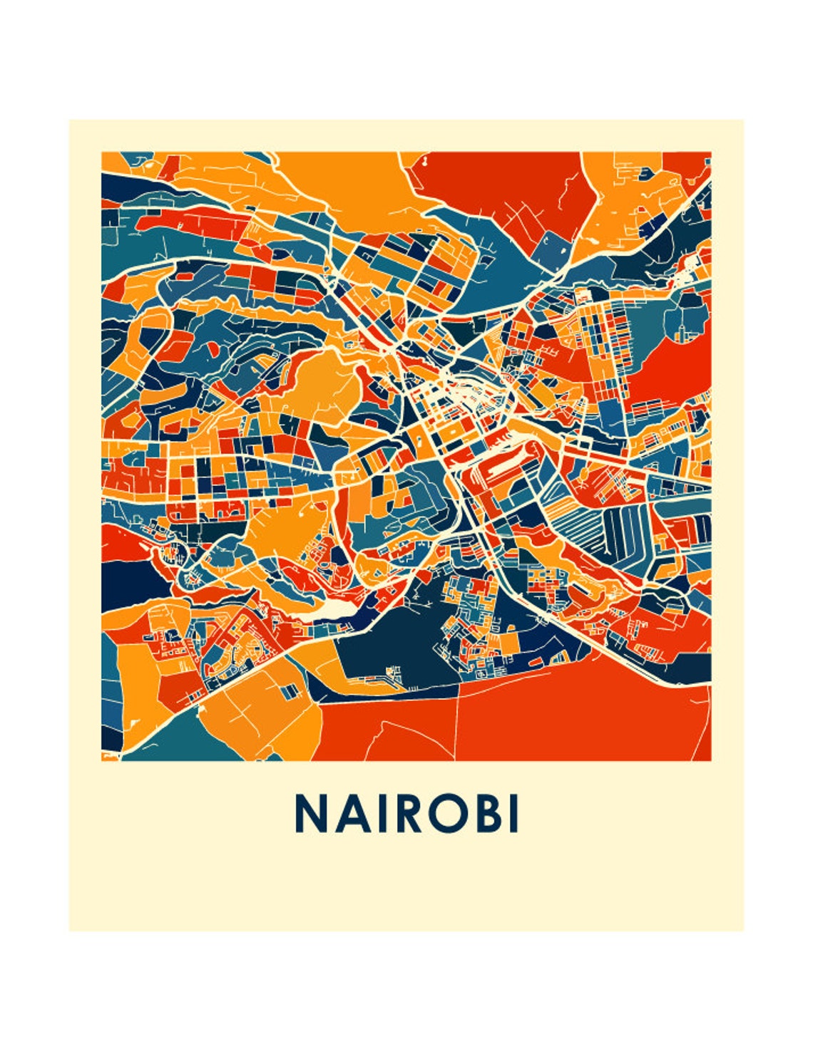 Nairobi Map Print Full Color Map Poster - Etsy