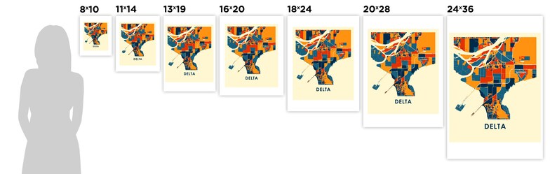 Delta British Columbia Map Print Full Color Map Poster - Etsy