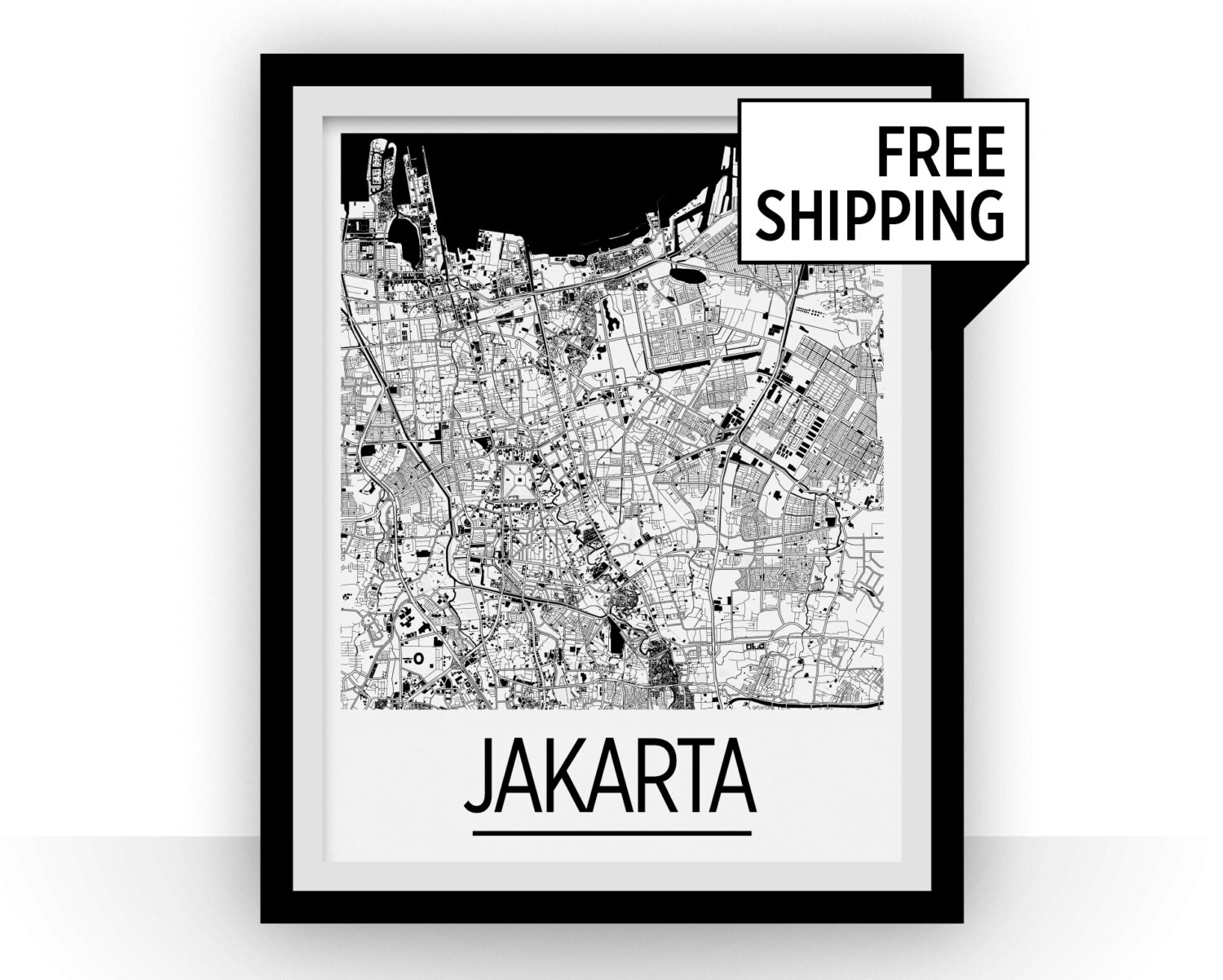 Jakarta Map Poster Indonesia Map Print Art Deco Series - Etsy