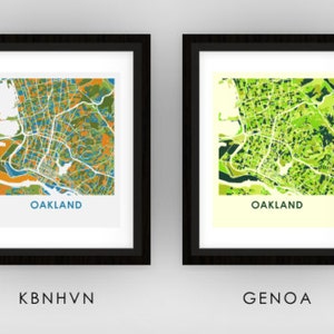 Oakland Map Print - Full Color Map Poster - Etsy