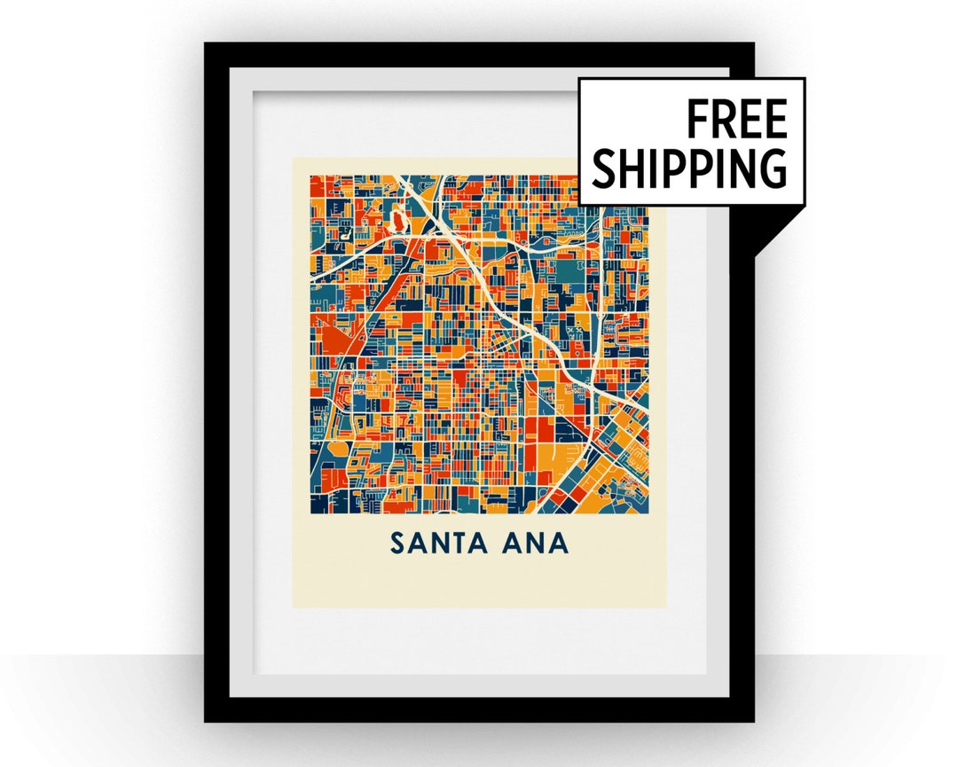 Santa Ana Map Print - Full Color Map Poster - Etsy