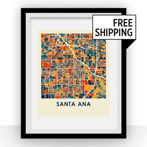 Santa Ana Map Print - Full Color Map Poster - Etsy