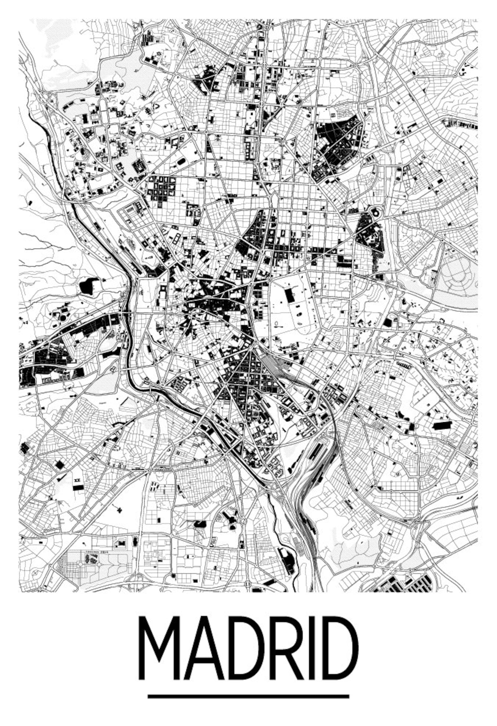 Madrid Map Poster Spain Map Print Art Deco Series - Etsy