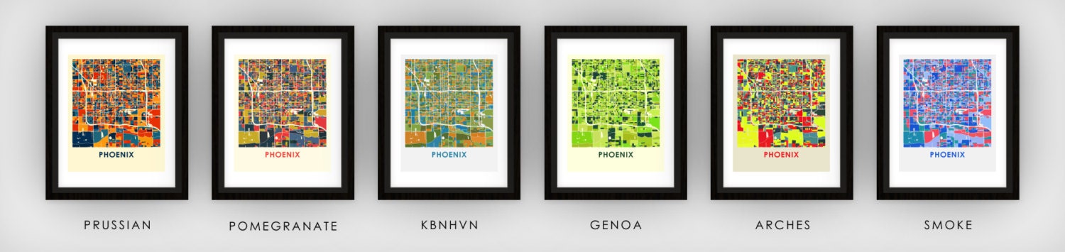 Phoenix Map Print - Full Color Map Poster - Etsy