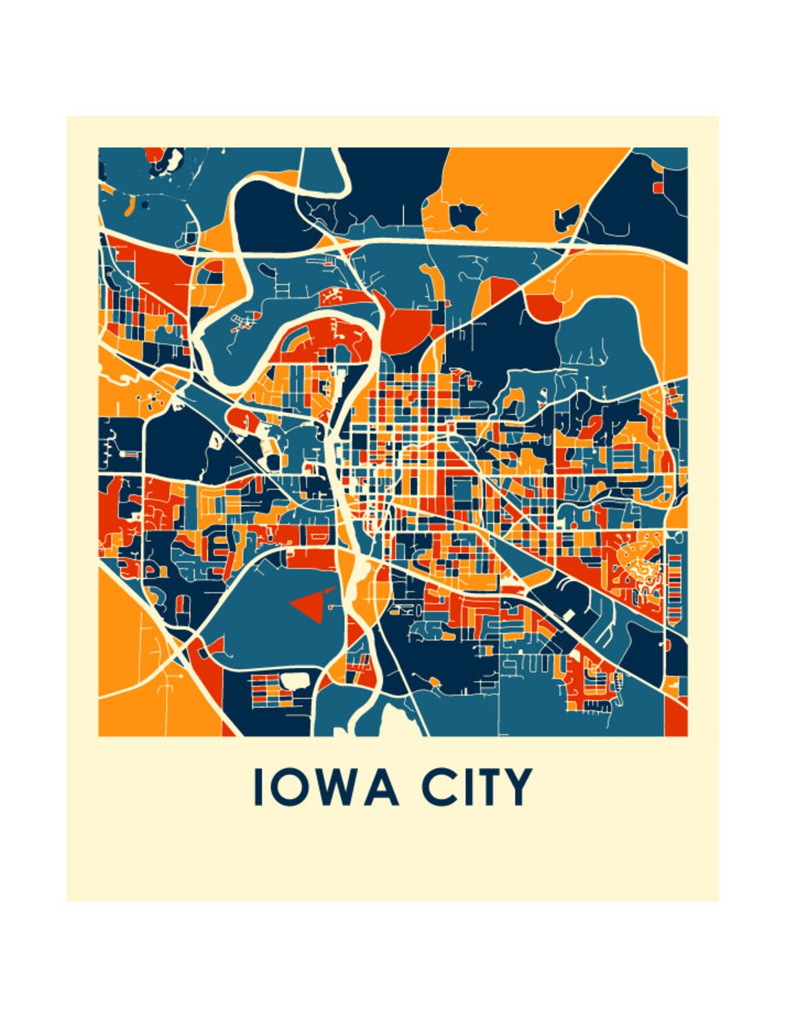 Iowa City Map Print Full Color Map Poster | Etsy