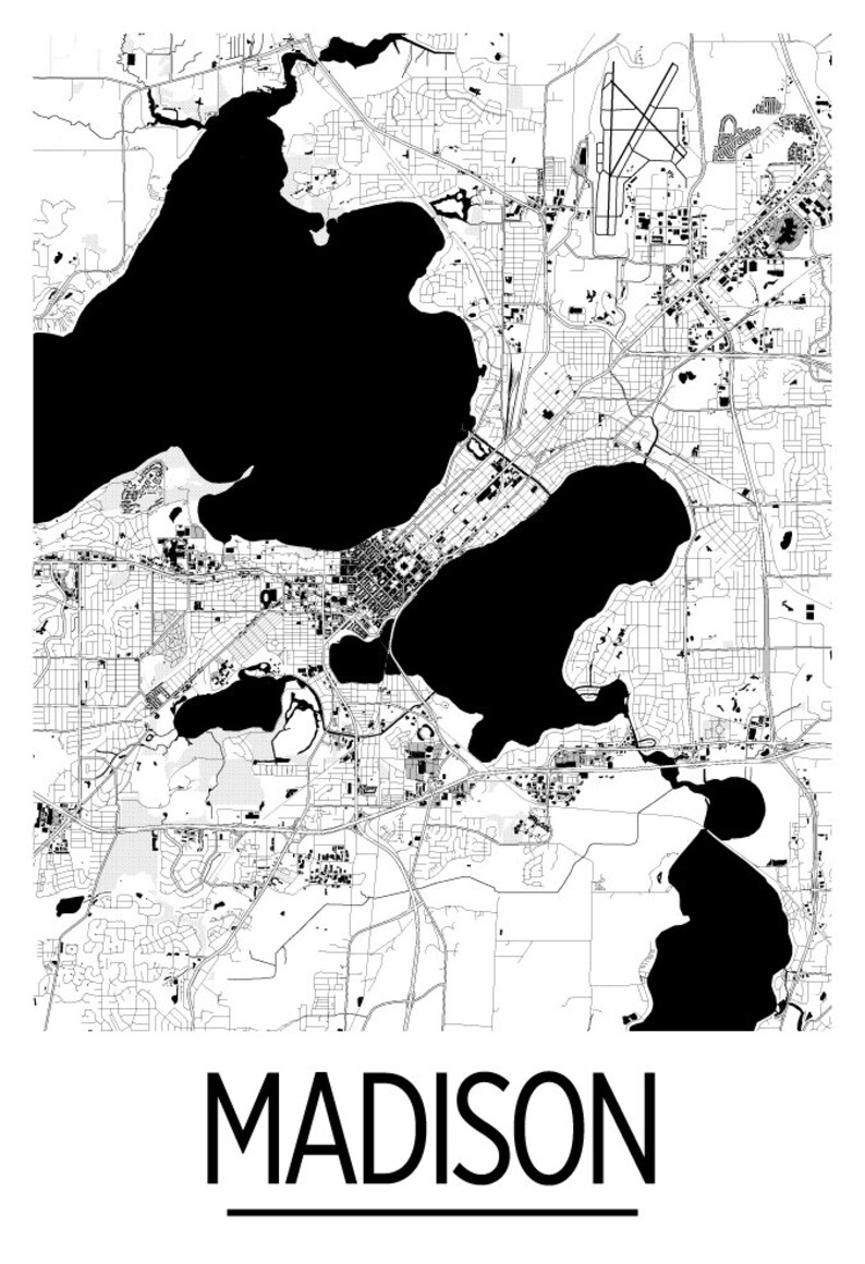 Madison Map Poster Usa Map Print Art Deco Series - Etsy