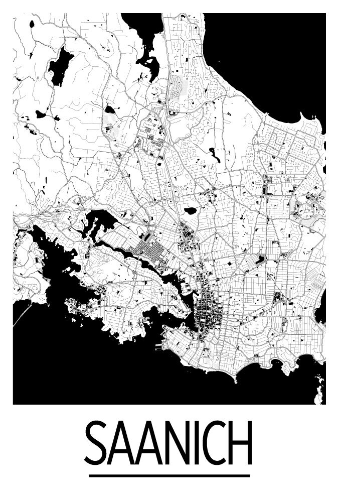 Saanich British Columbia Map Poster - British Columbia Map Print - Art ...