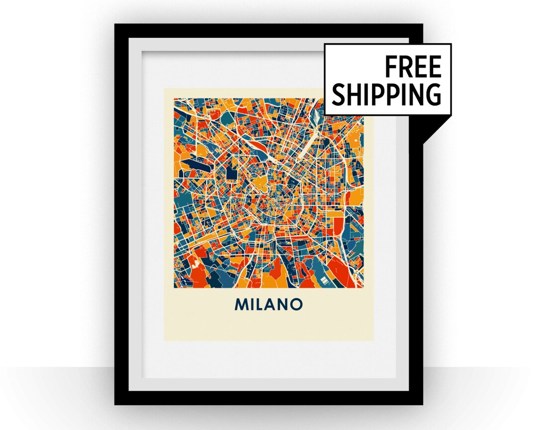 Milan Map Print - Full Color Map Poster - Etsy