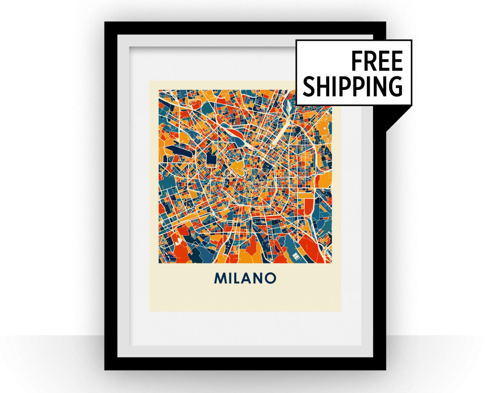 Milan Map Print Full Color Map Poster - Etsy