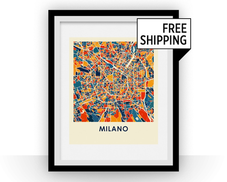 Milan Map Print - Full Color Map Poster - Etsy