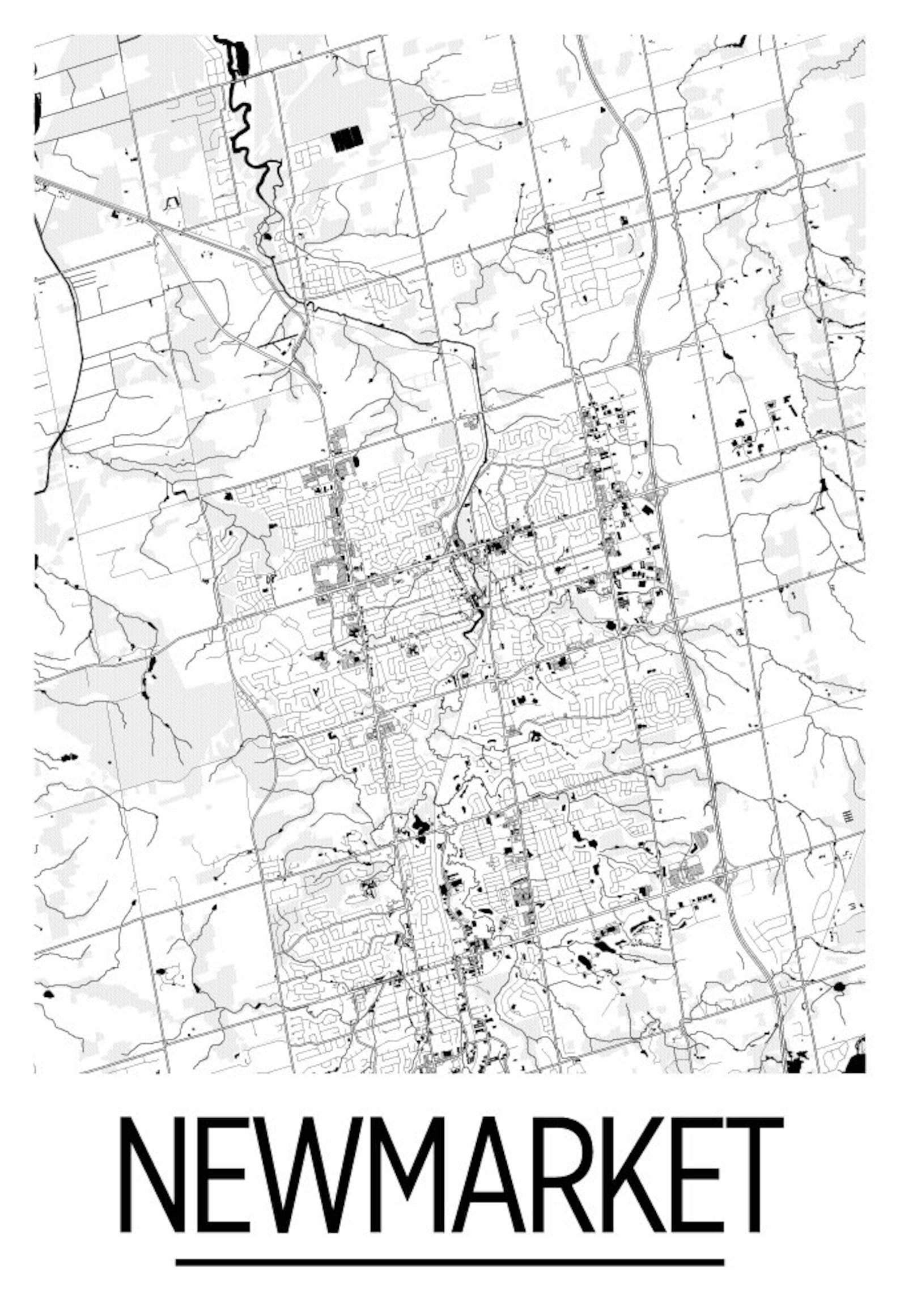 Newmarket Ontario Map Poster - Ontario Map Print - Art Deco Series - Etsy