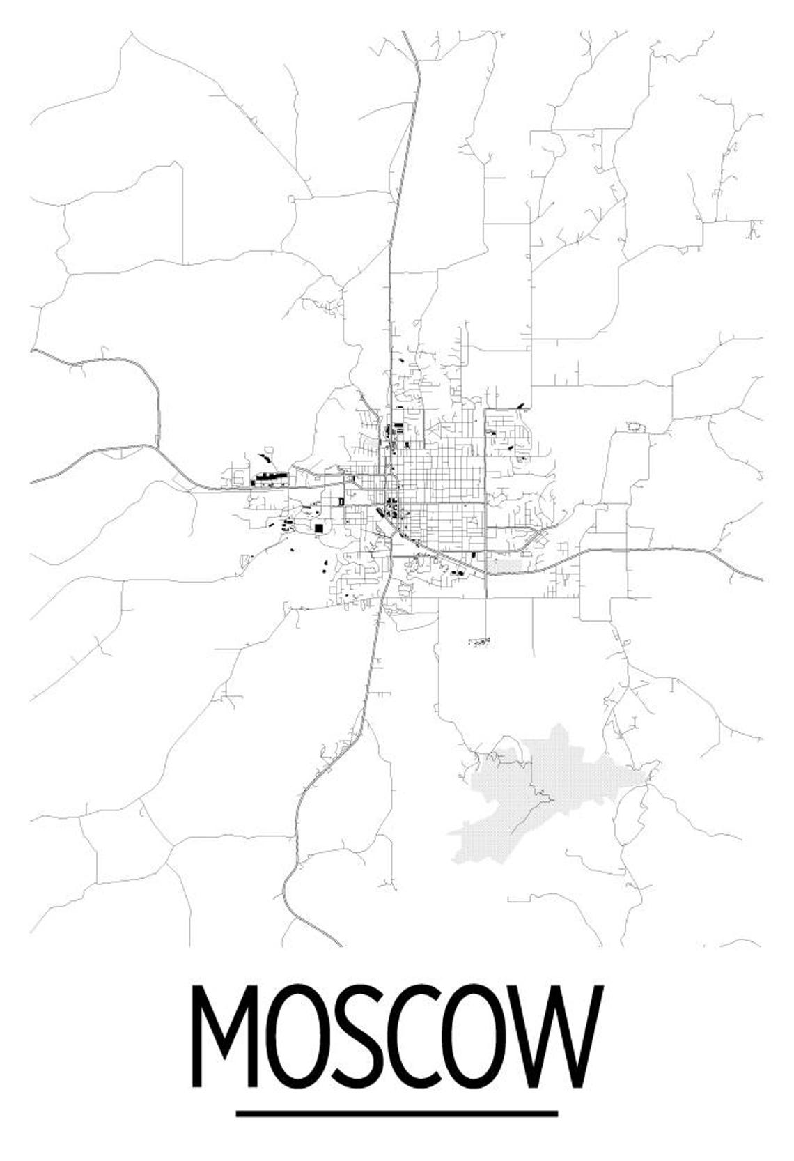 Moscow ID Map Poster Idaho Map Print Art Deco Series - Etsy