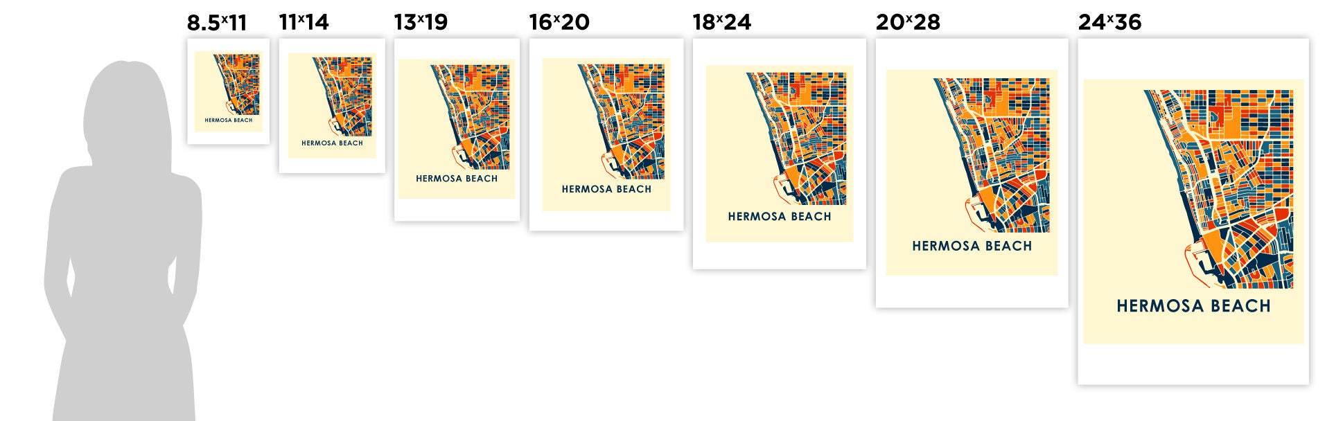 Hermosa Beach Map Print - Full Color Map Poster - Etsy