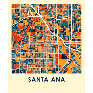 Santa Ana Map Print - Full Color Map Poster - Etsy