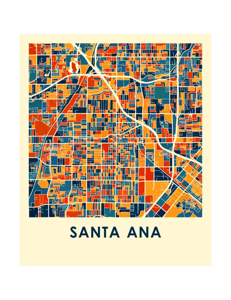 Santa Ana Map Print Full Color Map Poster - Etsy