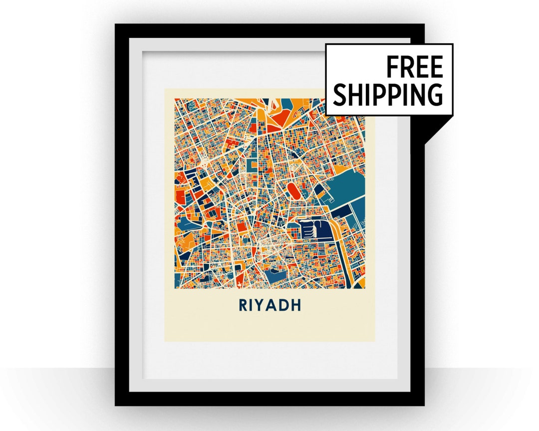 Riyadh Map Print - Full Color Map Poster - Etsy