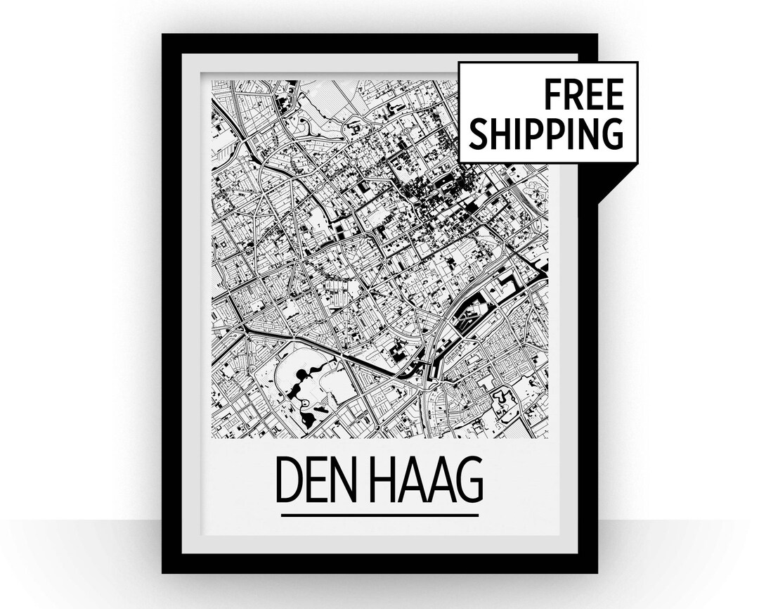 The Hague Map Poster - Netherlands Map Print - Art Deco Series - Etsy