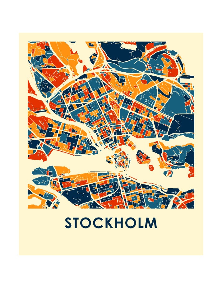 Stockholm Map Print - Full Color Map Poster - Etsy