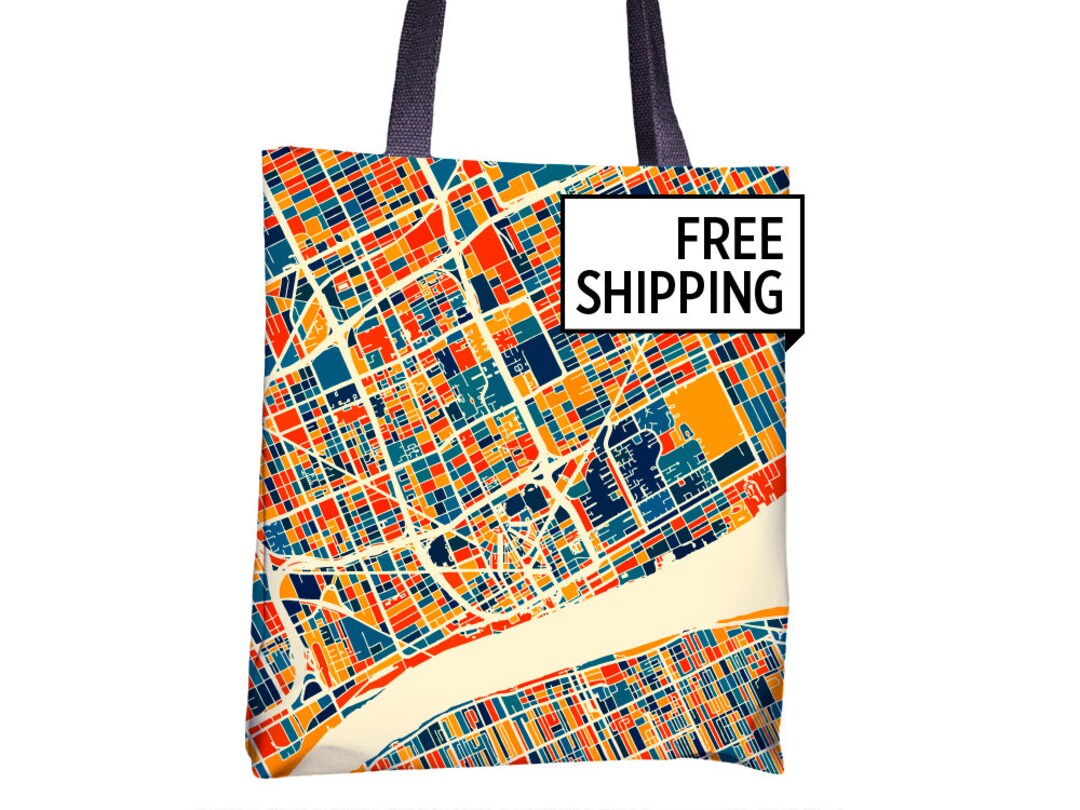 Detroit Map Tote Bag - Michigan Map Tote Bag 15x15 - Etsy