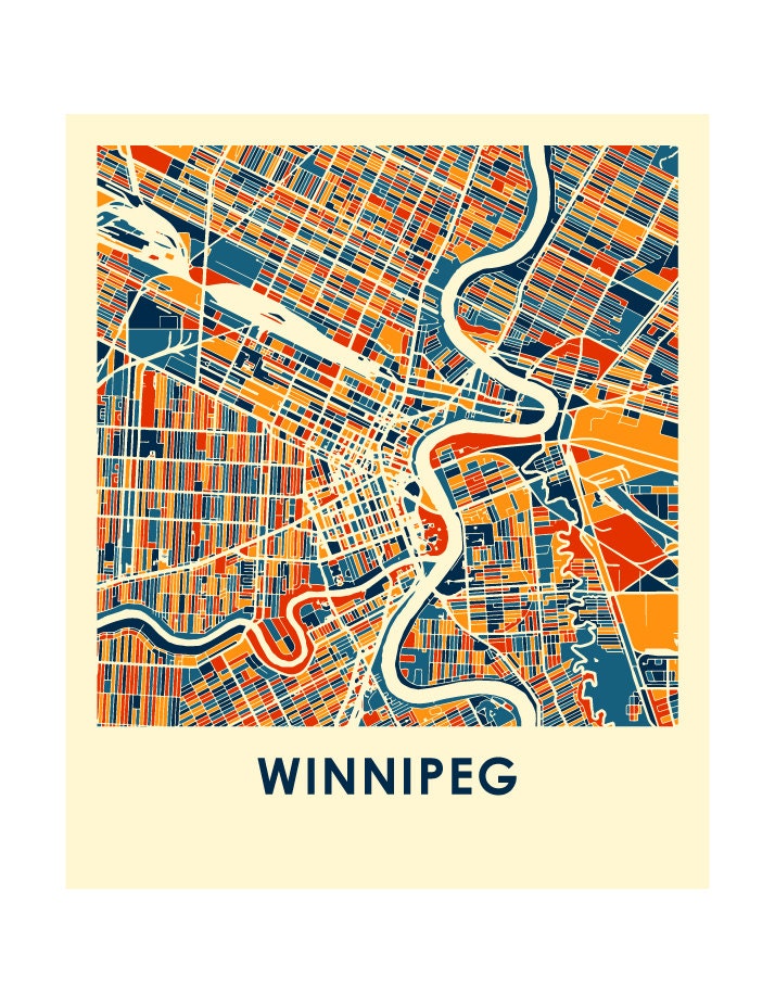 Winnipeg Map Print Full Color Map Poster - Etsy