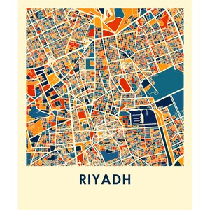 Riyadh Map Print - Full Color Map Poster - Etsy