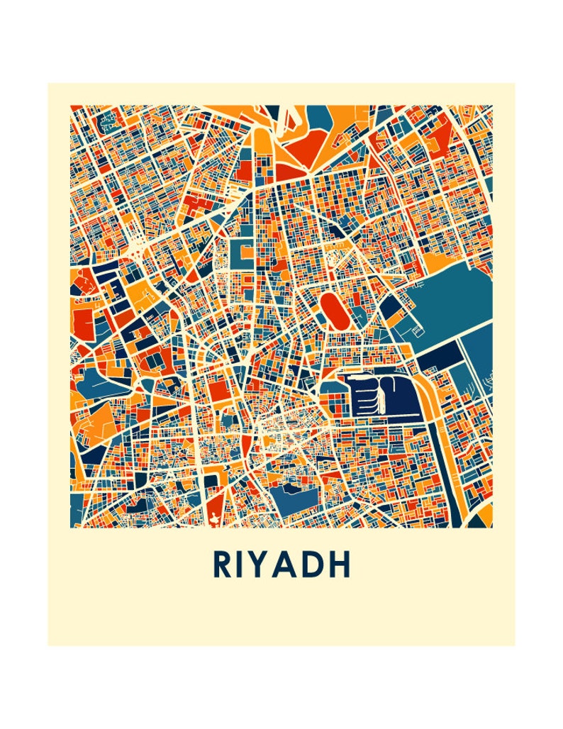 Riyadh Map Print Full Color Map Poster | Etsy