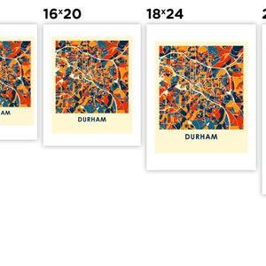 Durham Map Print - Full Color Map Poster - Etsy