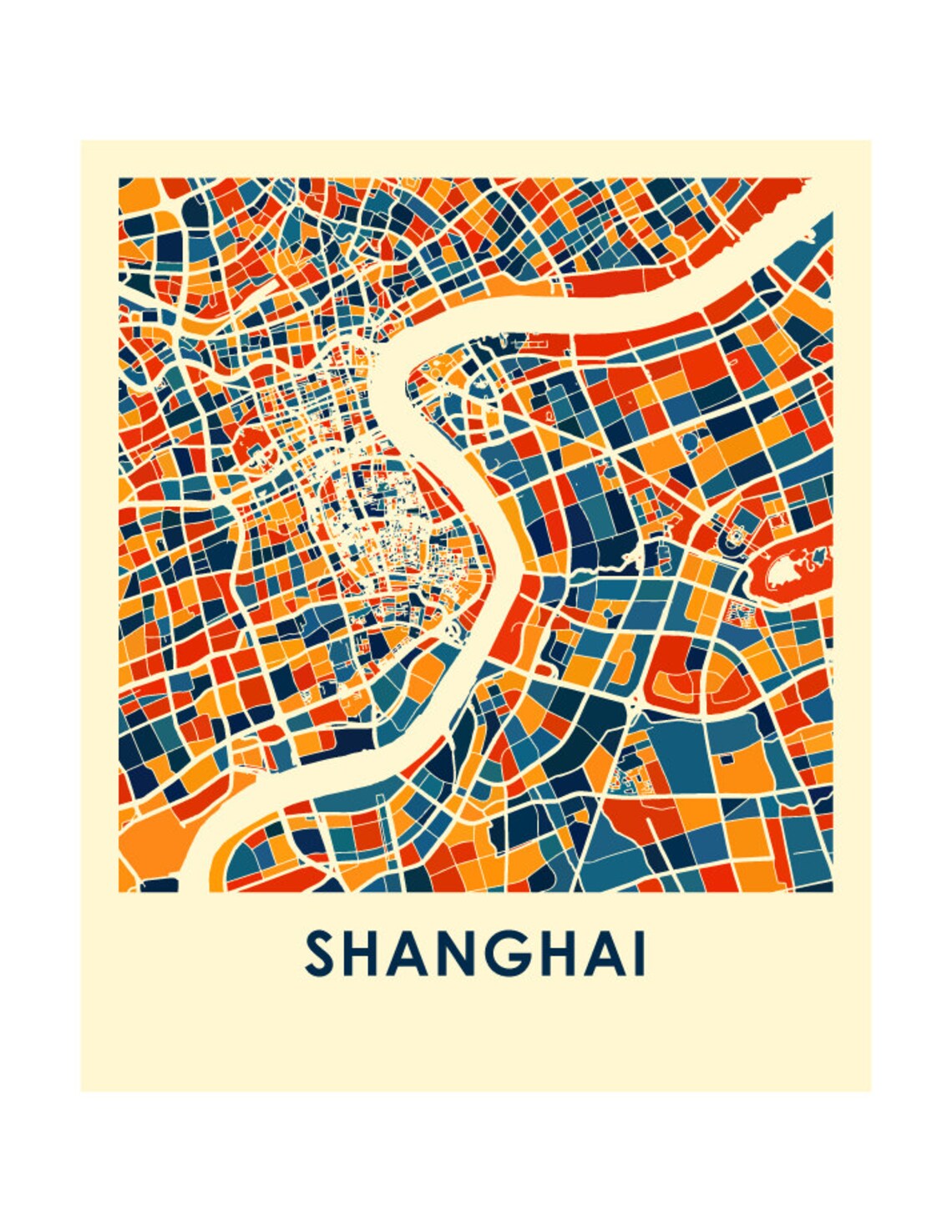 Shanghai Map Print Full Color Map Poster | Etsy