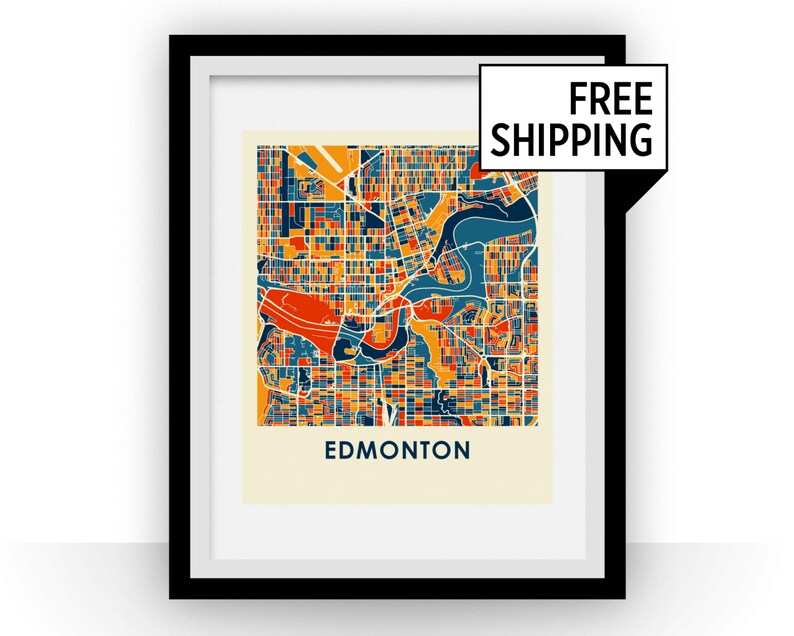 Edmonton Map Print Full Color Map Poster - Etsy