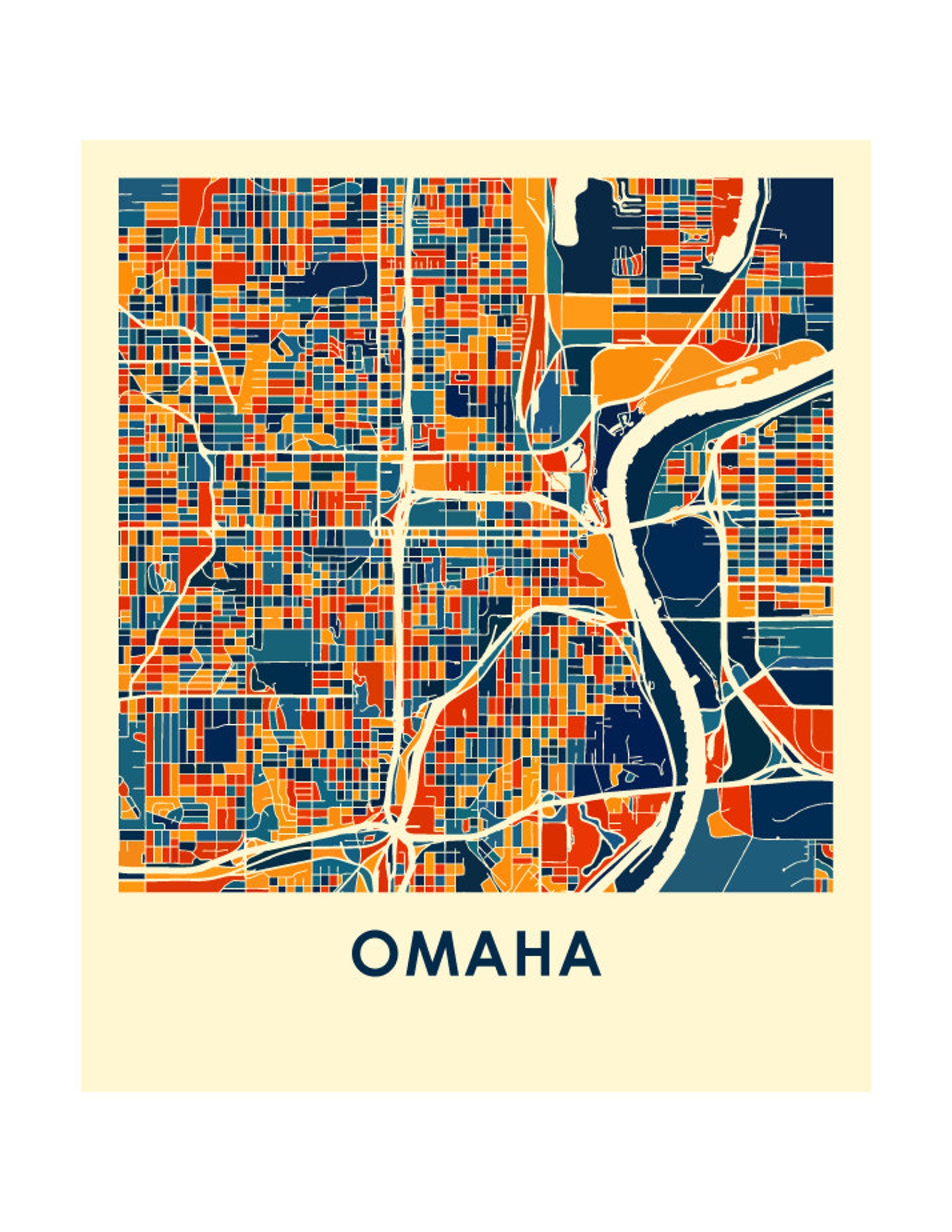 Omaha Map Print Full Color Map Poster - Etsy