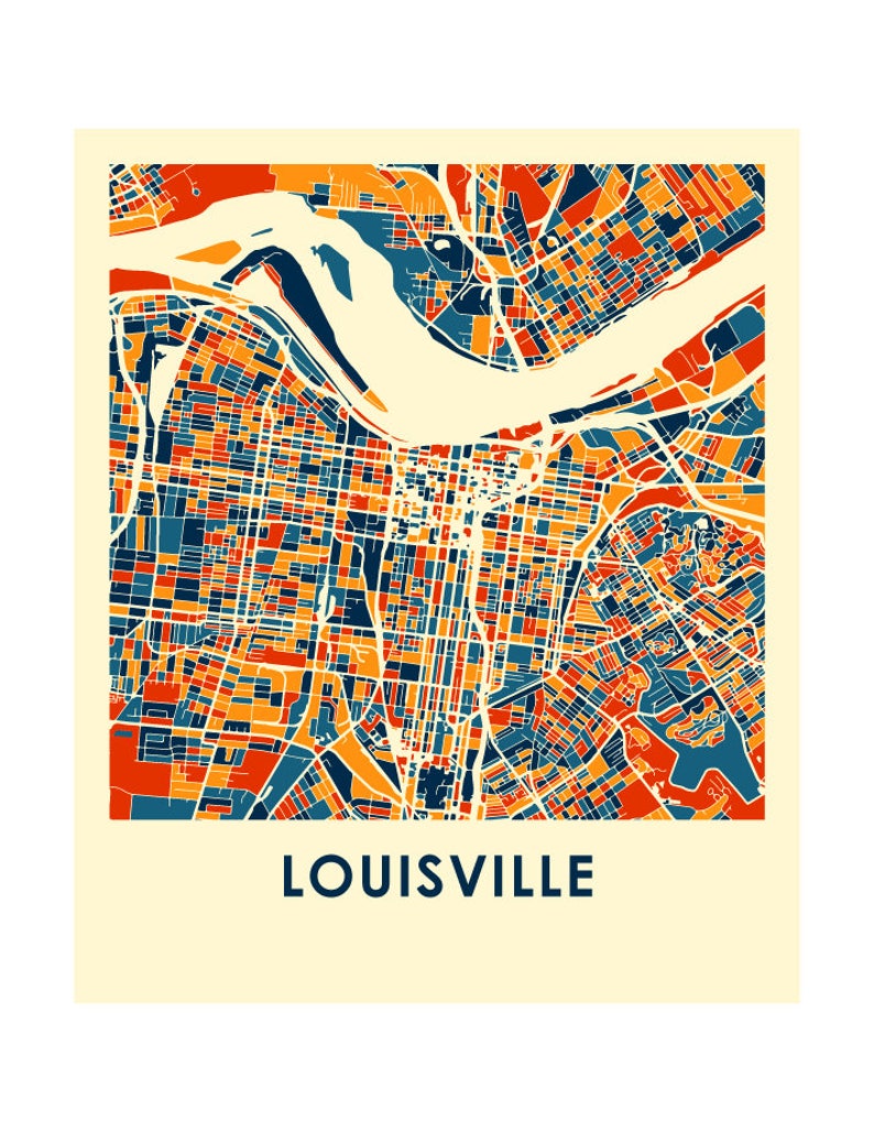 Louisville Map Print Full Color Map Poster - Etsy